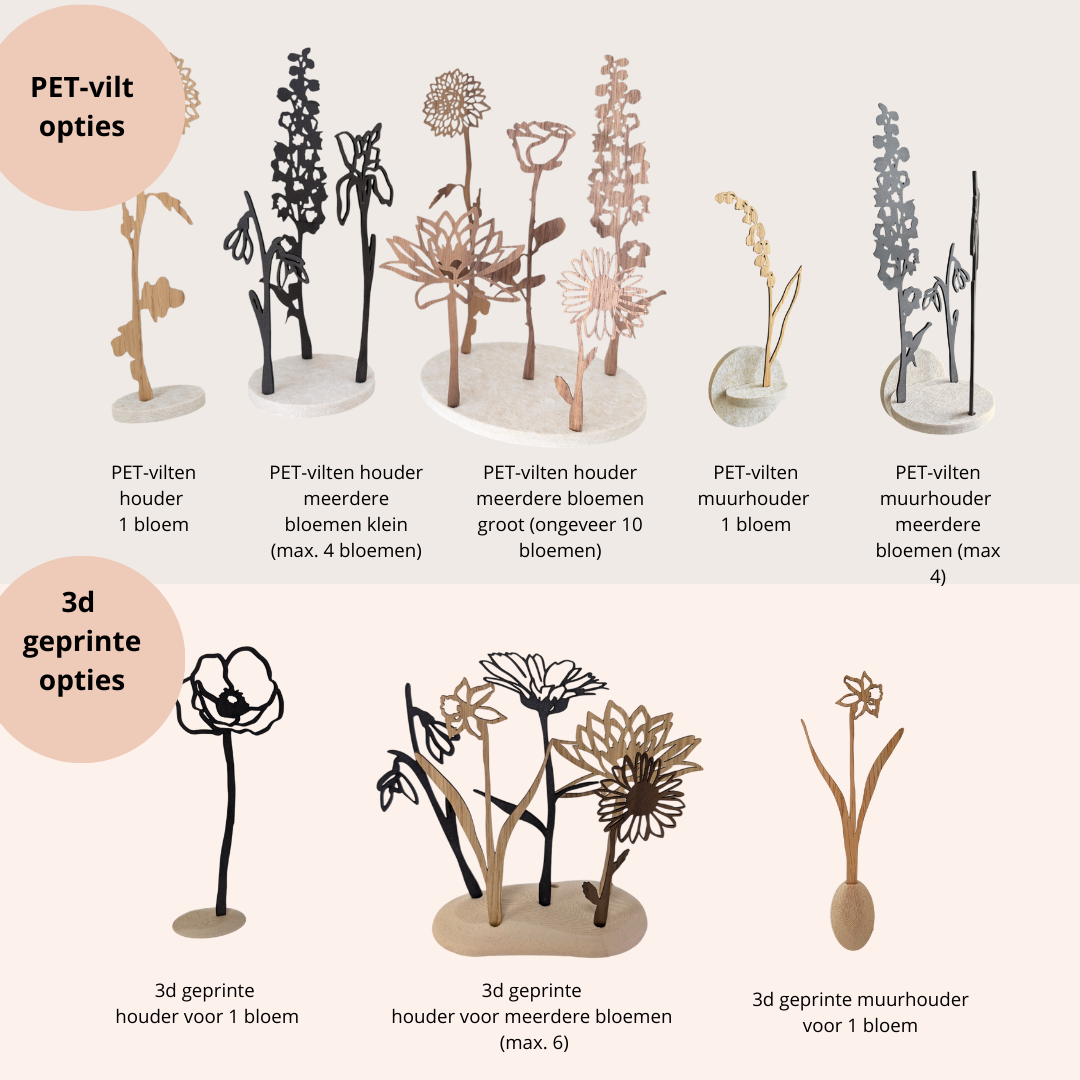 Levensbloemen zwart/walnoot- of eikenhout | Joeff