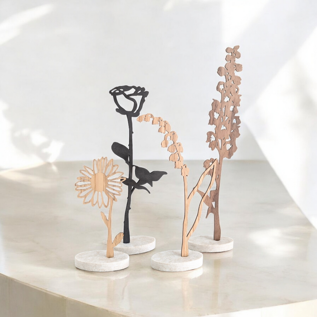 Levensbloemen zwart/walnoot- of eikenhout | Joeff