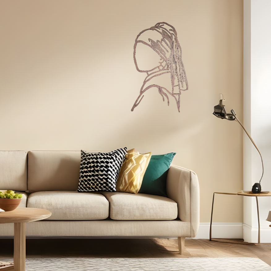 Meisje met de parel | Houten lijntekening | Collectie Meesterwerk – Joeff